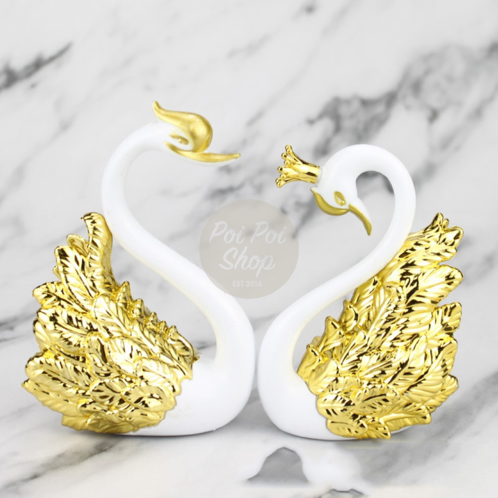 Jual Pajangan Ornamen Patung Figurin Angsa Swan Emas Hari Valentine ...