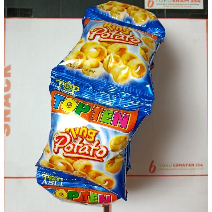 Jual Snack Ring Potato Top ten 1 renceng isi 10 pcs x 8 gram | Shopee ...