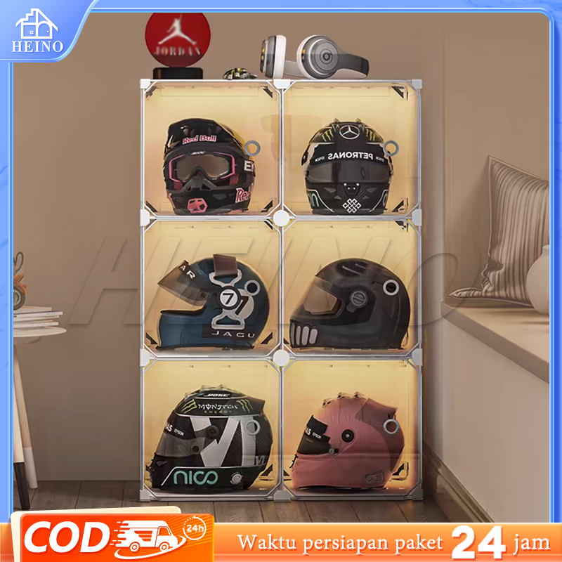 Jual HEINO Rak Helm Tertutup Tahan Debu Dan Serangga/Lemari Pajangan ...
