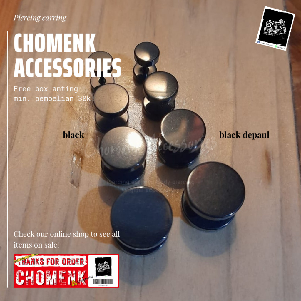 Jual Piercing anting tindik barbel hitam-silver (ori) titanium 10mm ...