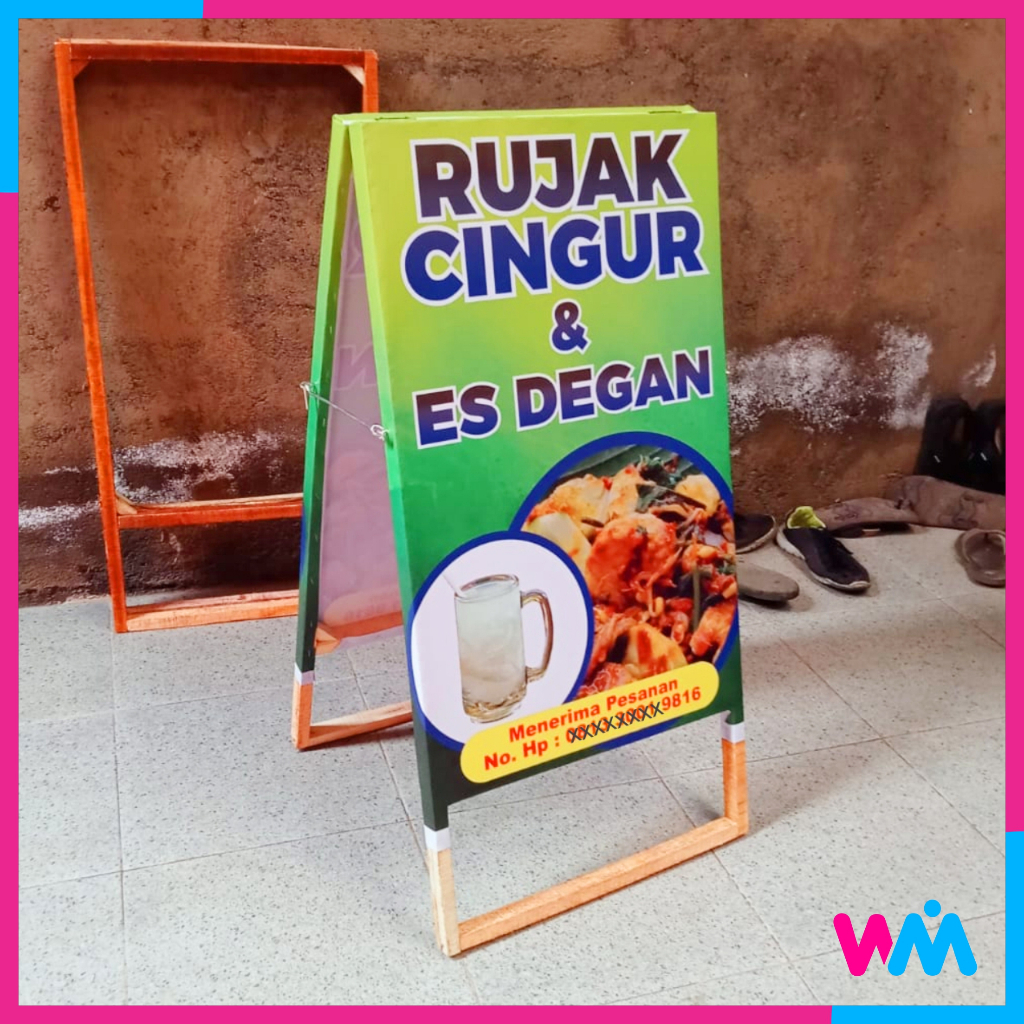 Jual Rujak Cingur Stand Banner Segitiga Kayu Lipat 50 x 100 cm | Shopee ...