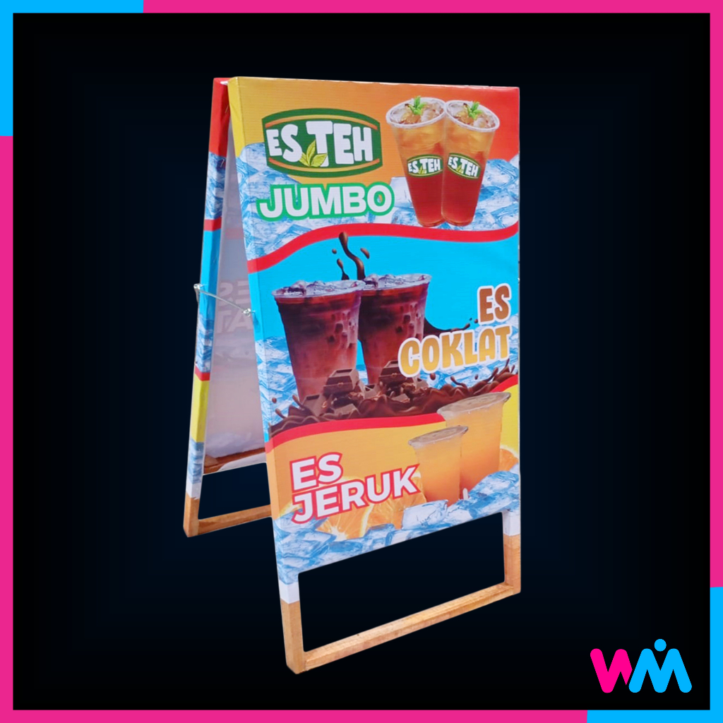 Jual Aneka Minuman Stand Banner Segitiga Kayu Lipat 50 x 100 cm ...