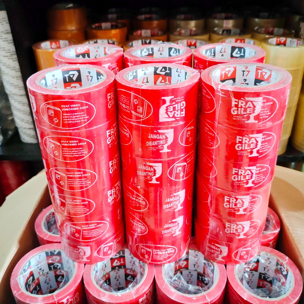 Jual KODE H5B Lakban Unboxing Fragile 1 Pack Isi 6 Roll 2 Inch 45mm x 1 yard Selotip Packing ...