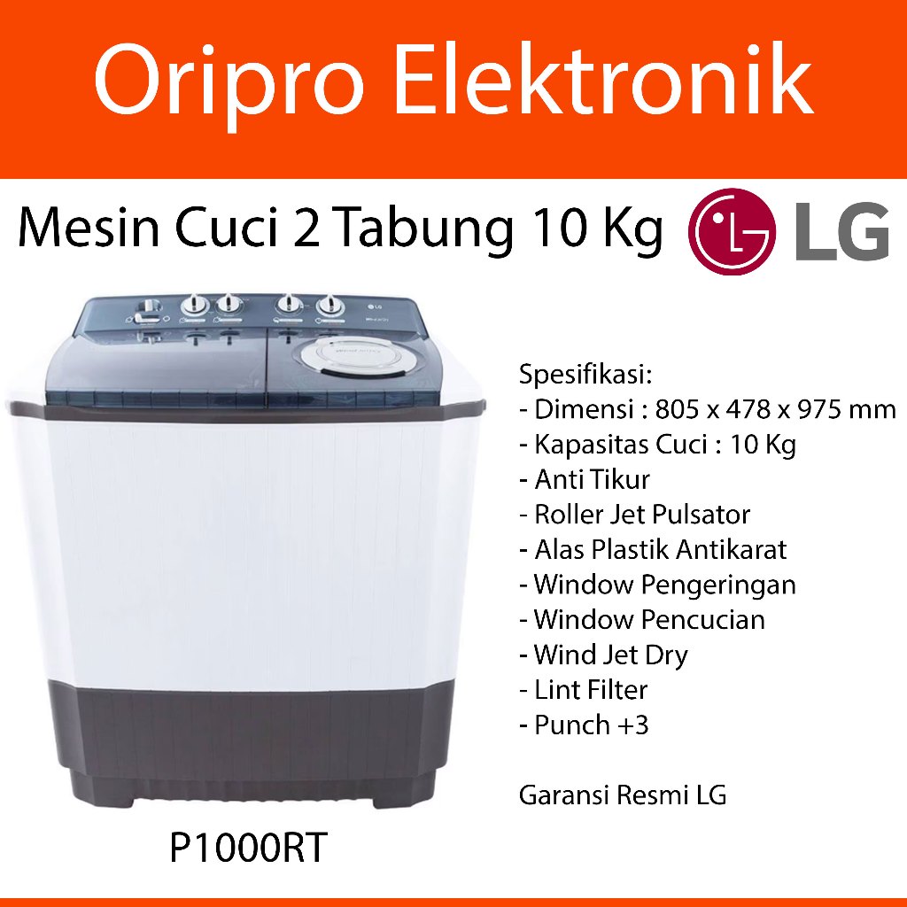 Jual Mesin Cuci 2 Tabung 10 Kg Lg P1000RT P1000-RT | Shopee Indonesia
