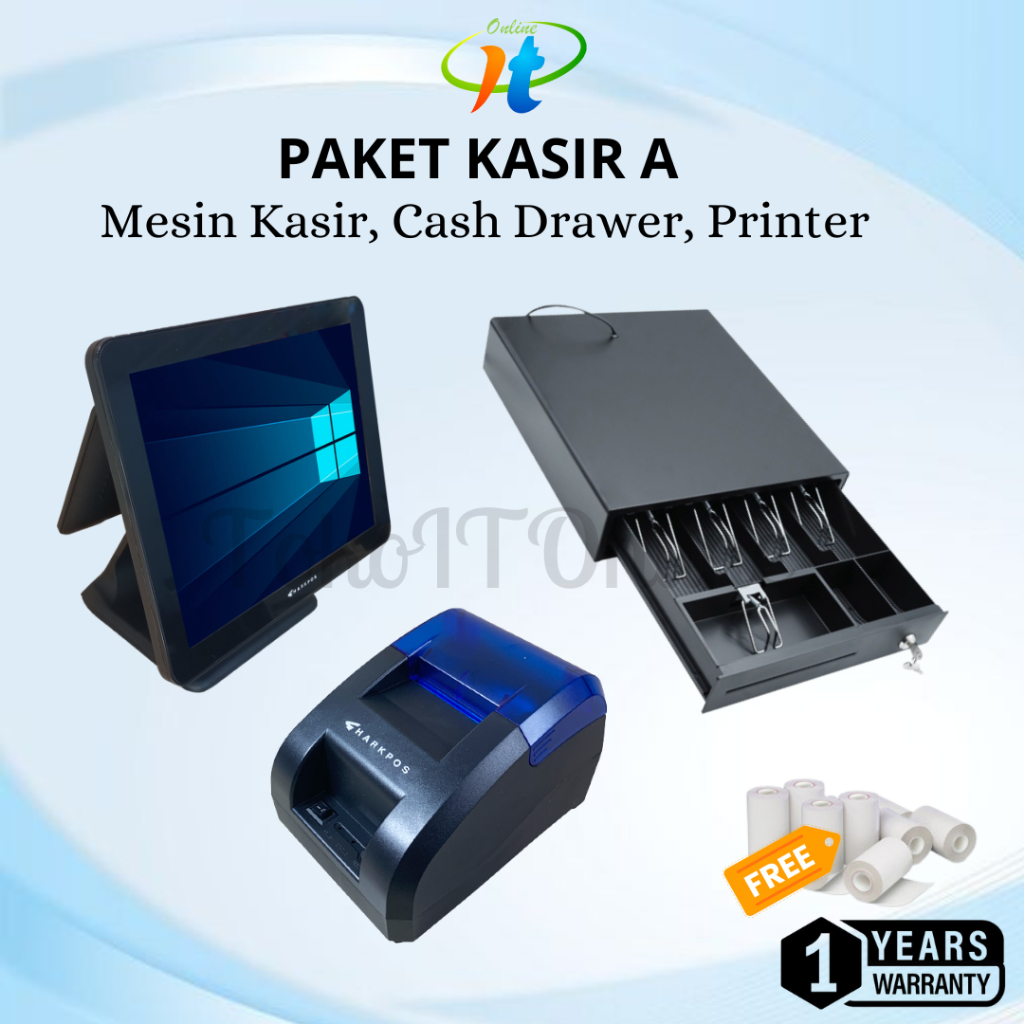 Jual Paket Kasir Retail Minimarket Mesin Kasir All In One Cash Drawer ...