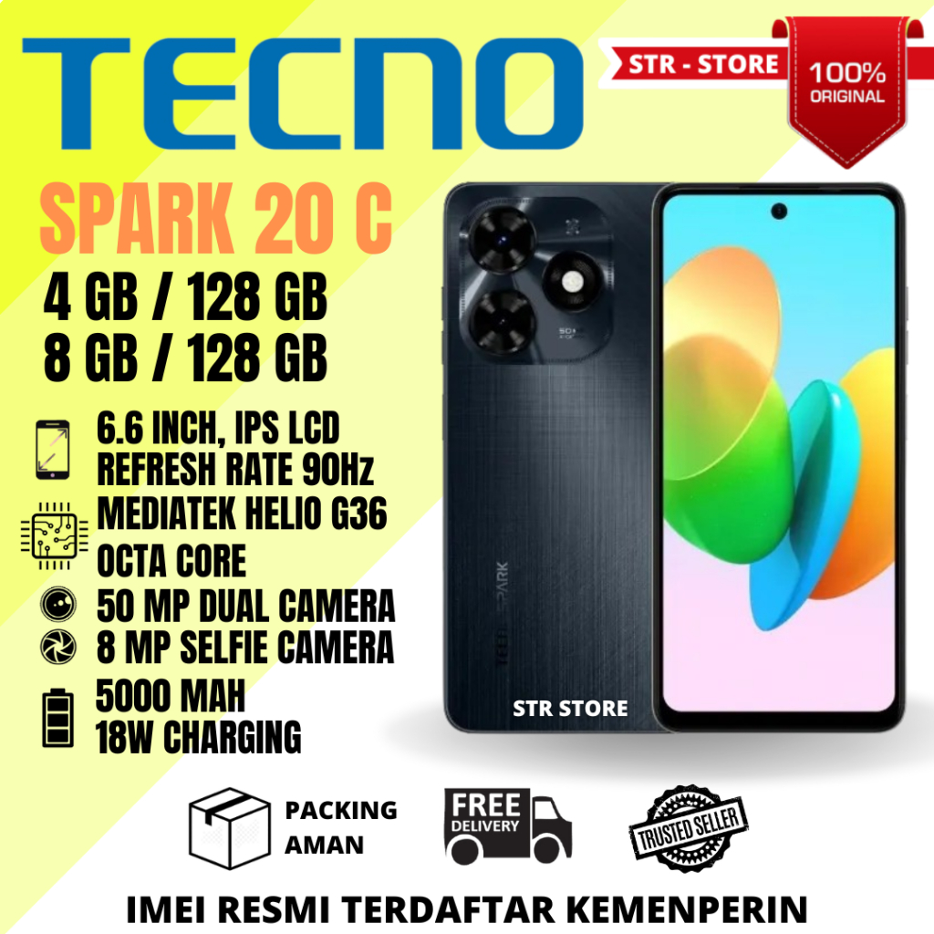 Jual TECNO SPARK 20C NFC 8/128GB GARANSI RESMI TECNO SPARK 20C 4GB/128GB - TECNO SPARK 20C ...