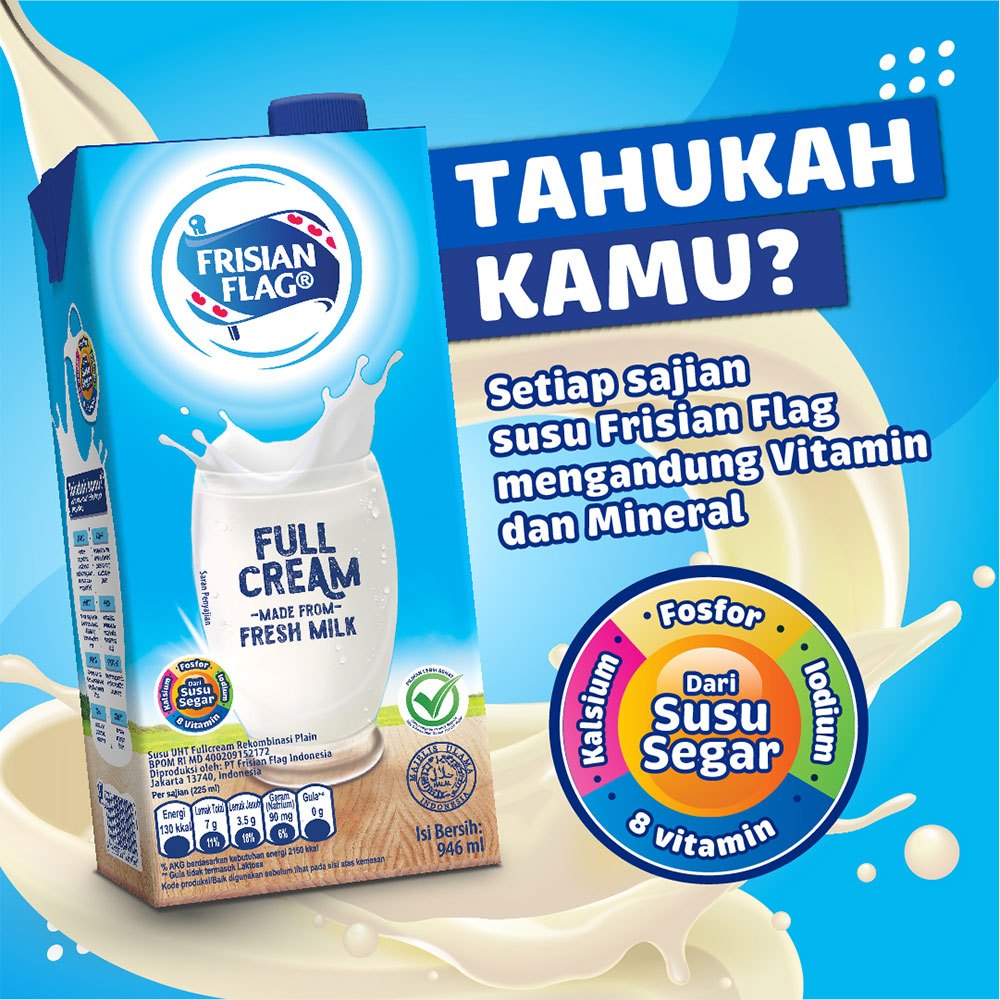 Jual Frisian Flag Susu UHT Full Cream 946ml/SUSU BENDERA CAIR FULLCREAM 946ML | Shopee Indonesia