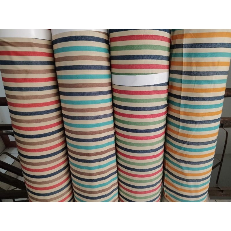 Jual kain katun linen rami motif garis premium 0,5 meter motif garis ...