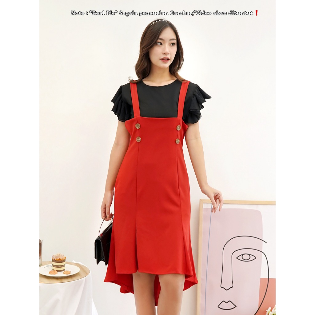 Jual RED Marnie Set Dress Overall/Setelan Rok IMPORT/Setelan Dress ...