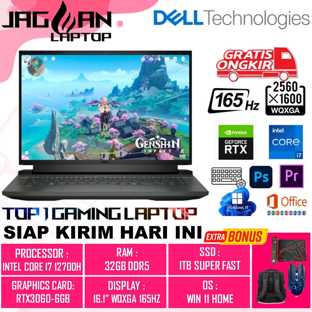 Jual LAPTOP GAMING DELL G16 7620 CORE I7 12700H RTX 3060 32GB 1TB SSD WIN11 16.1 WQXGA | Shopee ...