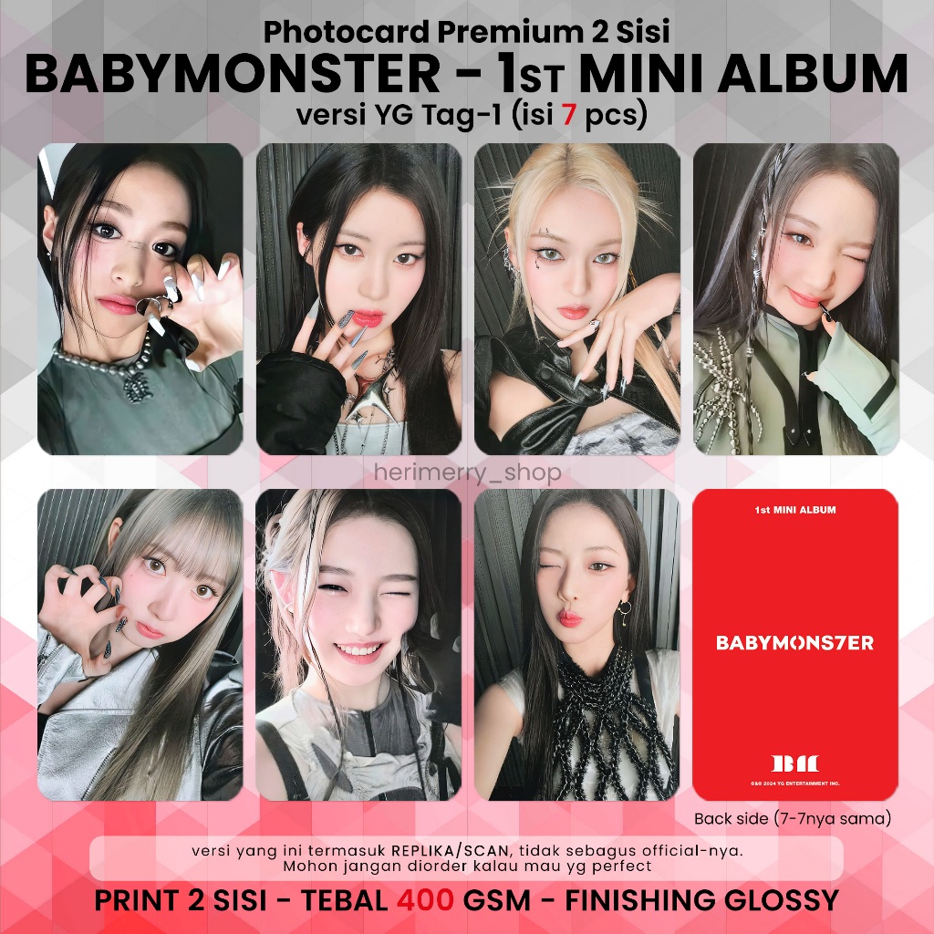 Jual (ISI 7 PCS) Photocard BABY MONSTER 1st Mini Album BABYMONS7ER - Potocard PC Baemon Premium ...