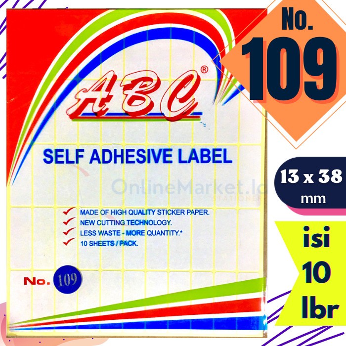 Jual Stiker Label ABC 109 Polos ( self adhesive label ) / label ...