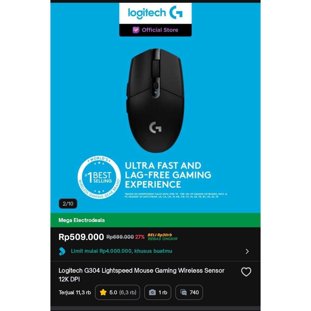 Jual PRELOVED DISKON 40K - MOUSE LOGITECH G304 LIGHTSPEED MOUSE GAMING ...