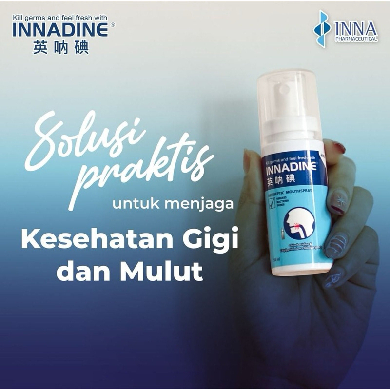Jual INNADINE ANTISEPTIC MOUTHSPRAY 50 ml / Innadine Spray Mulut Bau Mulut, Sariawan, Gigi ...