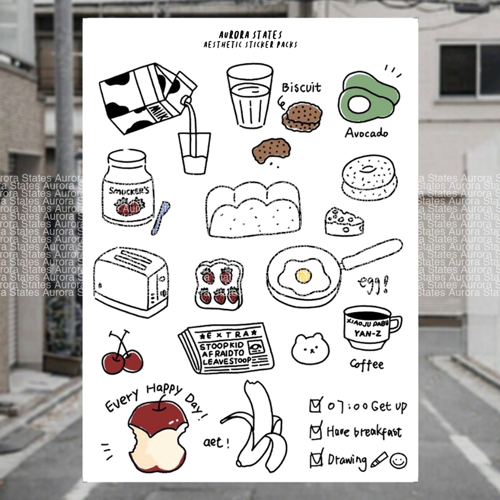 Jual Stiker Aesthetic White Doodle Art | Sticker Aesthetic Tumbler ...