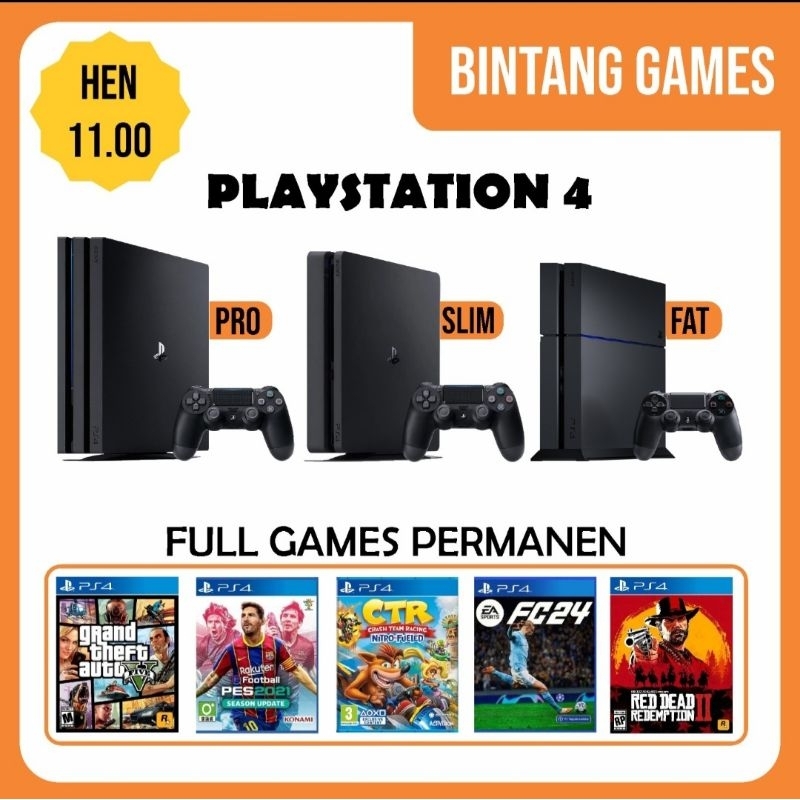 Jual PS4 | PS4 PRO | PS4 SLIM | PS4 FAT HEN VERSI 11.00 GAMES PERMANEN | Shopee Indonesia