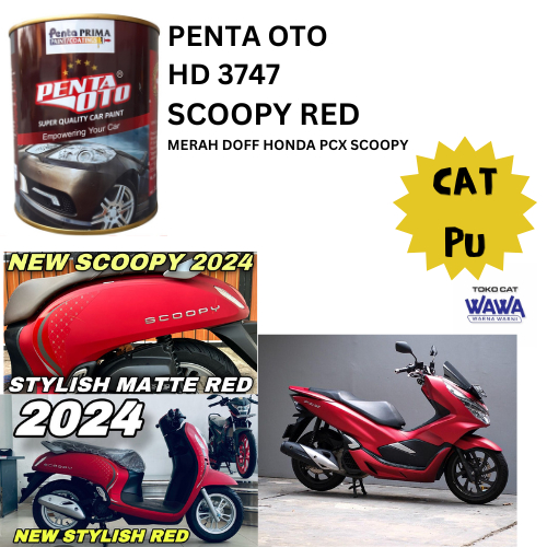 Jual cat merah doff honda scoopy pcx Scoopy Red HD 3747 Penta OTO 200gr ...
