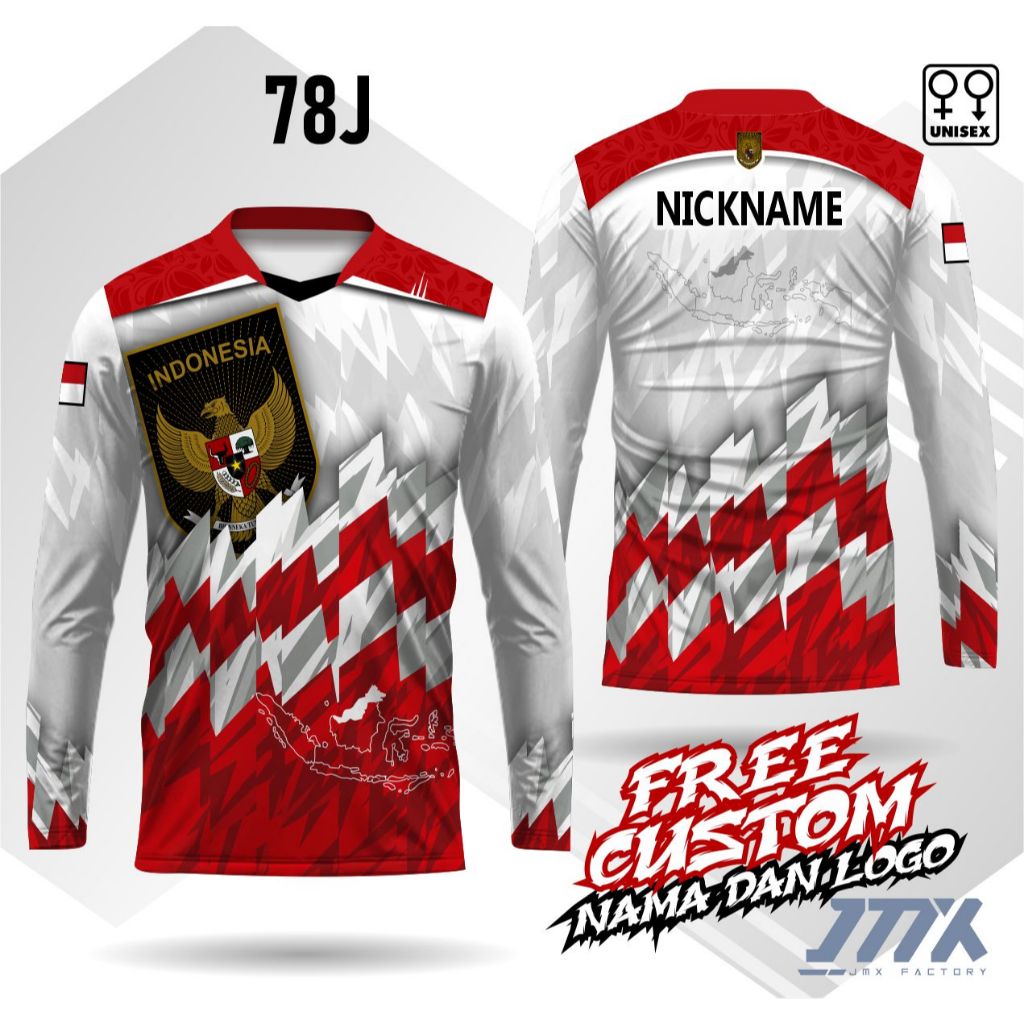Jual jersey garuda hut ri lengan panjang kaos garuda free custom nama ...