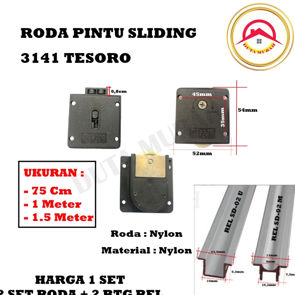 Jual Roda Pintu Lemari Geser SD 3141 Rel SD 2 U M Pintu Lemari Geser ...