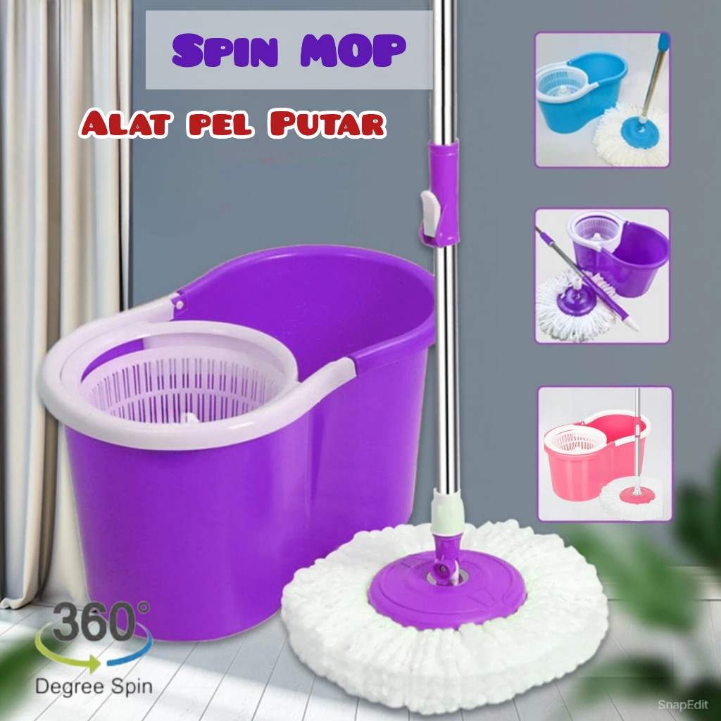 Jual Spin Mop Alat Pel Putar Pembersih Lantai Peraktis Spin Mop 360 ...