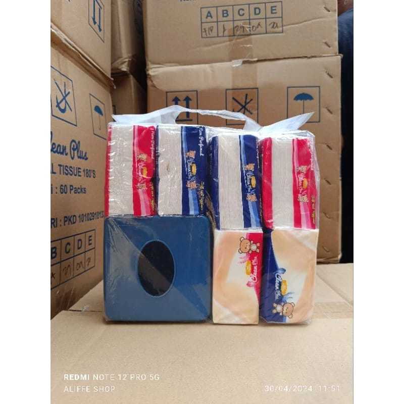 Jual PAKET TISU CLEAN PLUS POP UP FREE TEMPAT TISU | Shopee Indonesia