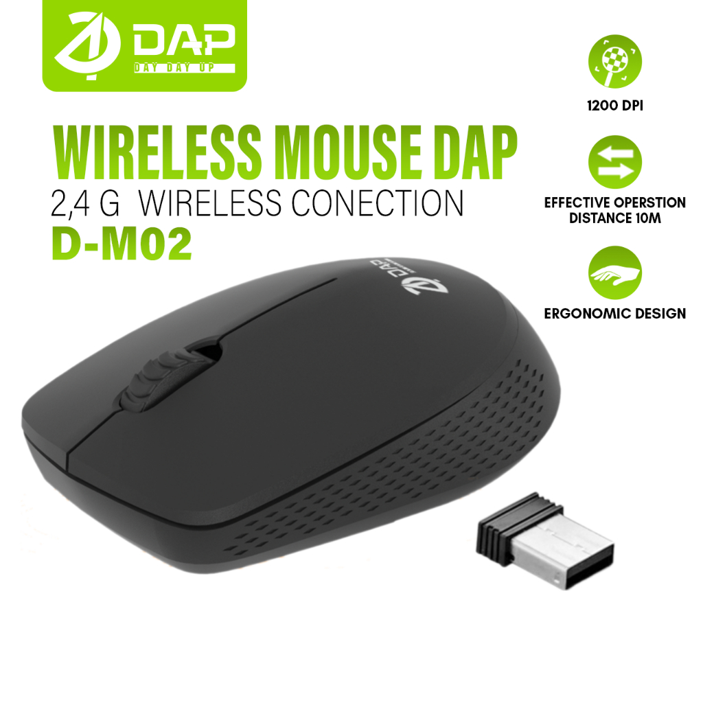 Jual DAP D-M02 Mouse Wireless DAP 2.4GHz Silent Optical 1200DPI D-M02 ...