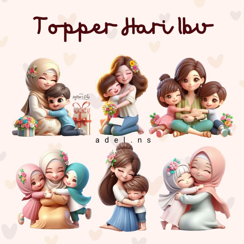 Jual TOPPER KARAKTER IBU HADIAH BUKET/KUE/DEKORASI TUMPENG DI HARI IBU ...