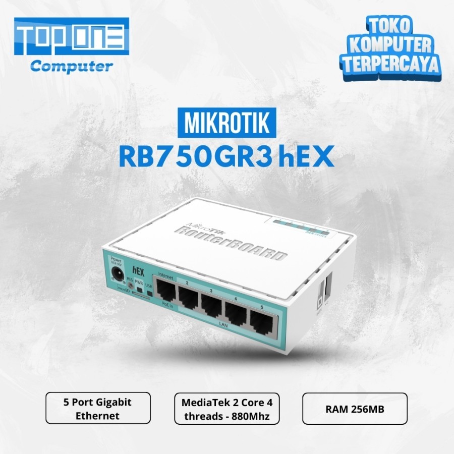 Jual MikroTik RB750Gr3 (hEX) Router 5 Port Gigabit RB750 GR3 HEX/ RB ...