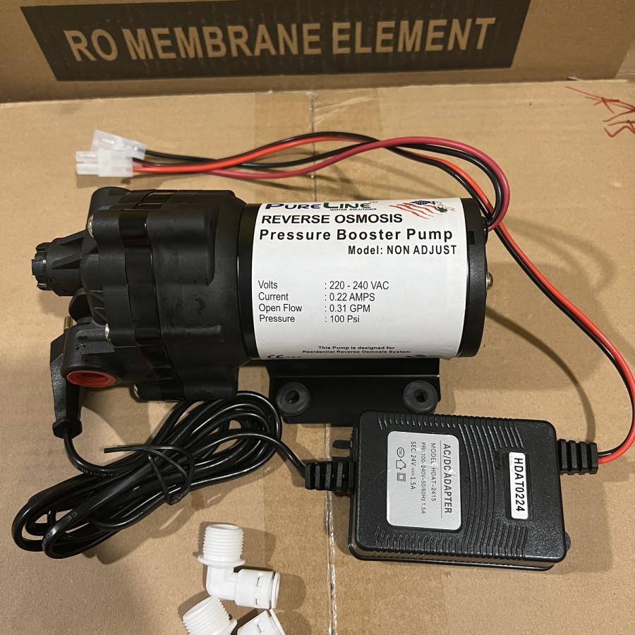 Jual pompa booster 24v-1.5A untuk RO 100gpd / POMPA RO 100 GPD | Shopee ...