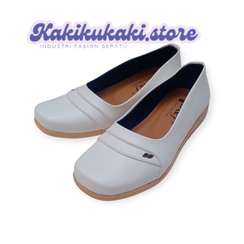 Jual 442 Sepatu Akper Perawat Wanita Sepatu Hak Datar Putih | Shopee ...