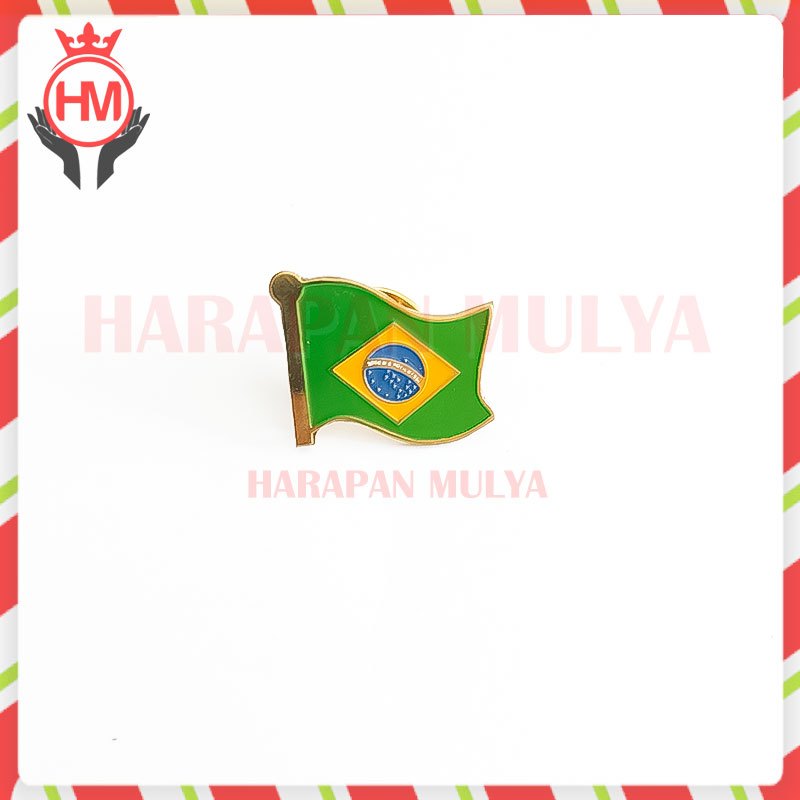 Jual Flag Pin Brasil Bahan Logam Kuningan Pin Bros Bendera Negara ...