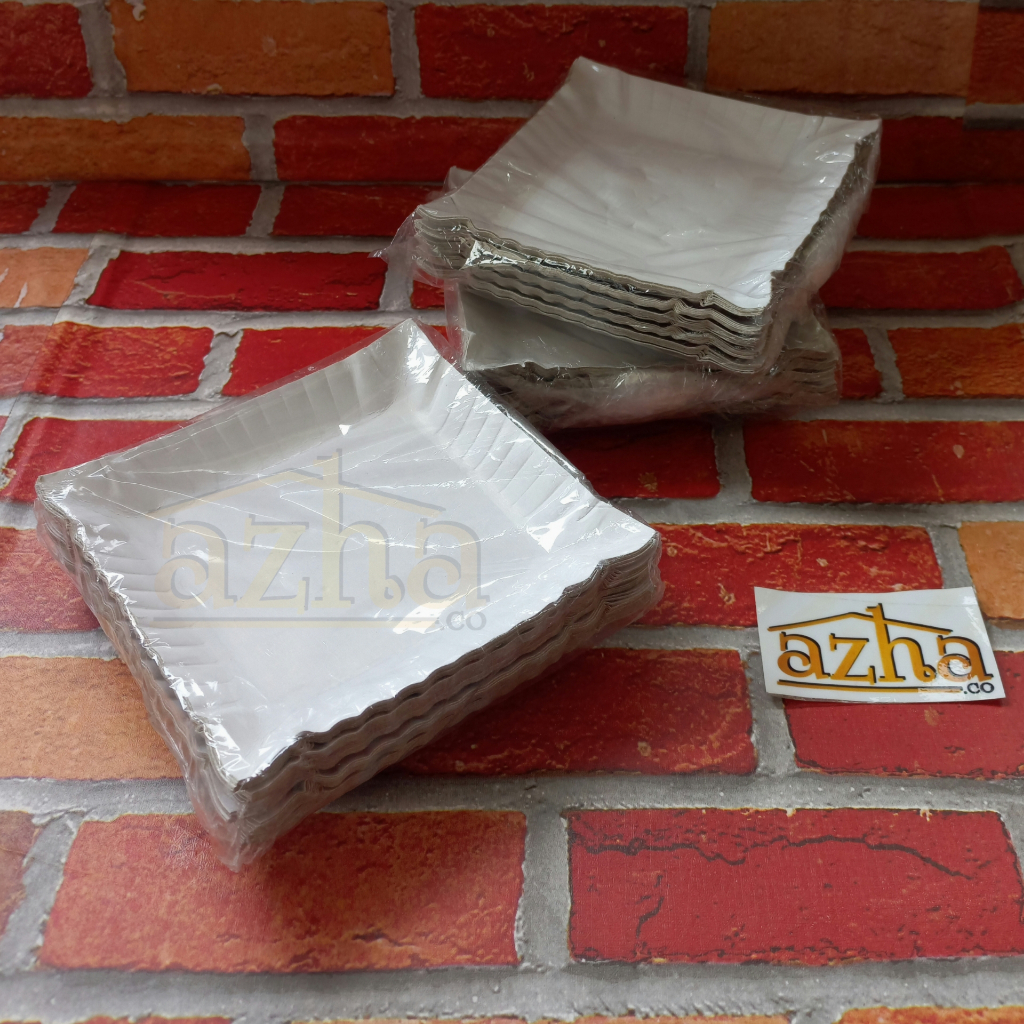 Jual Piring kue Kertas lepek snack kotak segi empat 11 cm x 11 cm ...