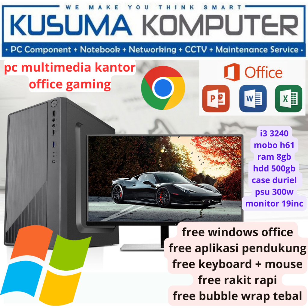 Jual PC Rakitan full set gaming office intel core i3 3240 ssd 128gb ...
