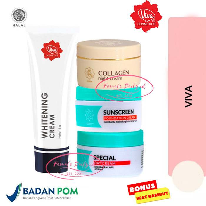 Jual Viva Whitening cream - Sunscreen Foundation - Day - Moist - Night ...