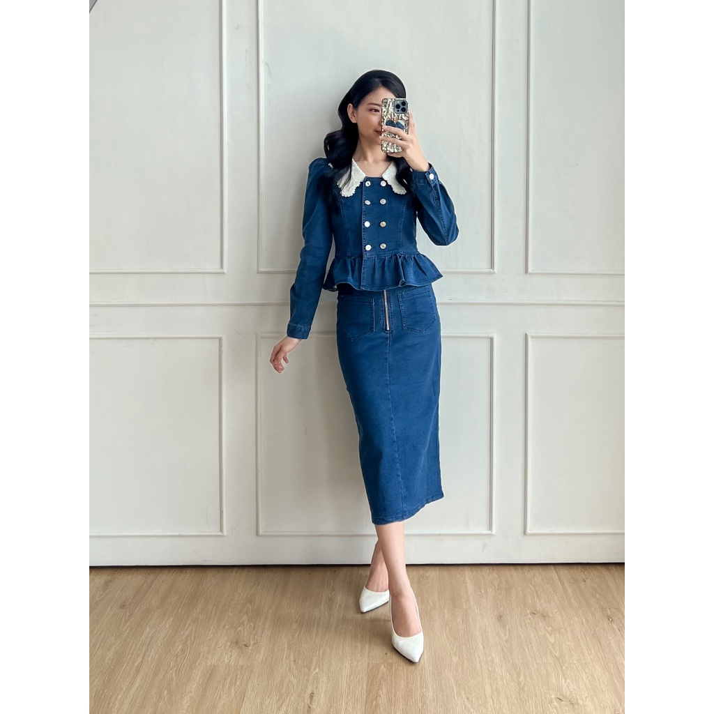 Jual DOLLA - Lanna Set Denim Korean Style | Shopee Indonesia