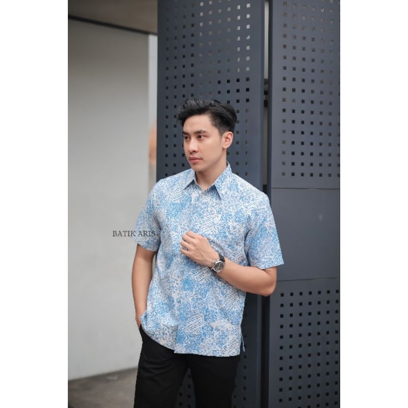 Jual Kemeja Batik Pria Lengan Pendek Bahan Katun Batik Cap D033 ...
