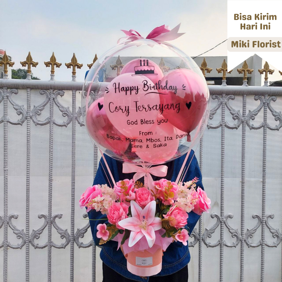 Jual Bucket Balon Bloom Box Flower Bouquet Bunga buket bunga (Kode 002 ...