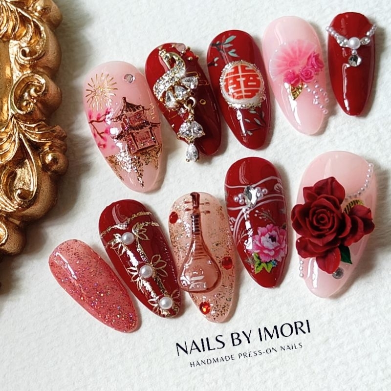 Jual [CUSTOM] Sangjit engagement tingjing wedding nail art press on ...