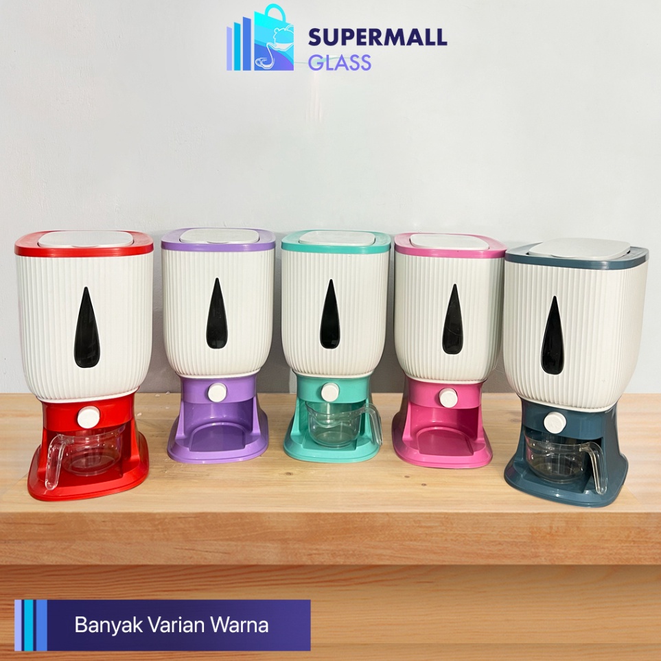 Jual Belanja Hore Supermall Glass COD Dispenser Beras Modern 1L Tempat Penyimpanan Beras Dengan ...