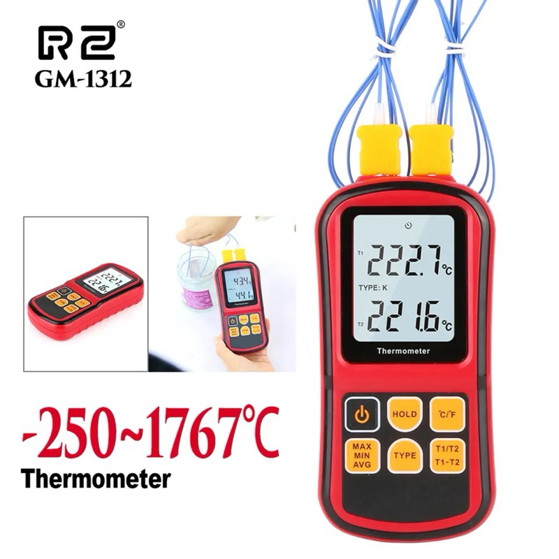 Jual GM1312 Thermocouple 2 Channel Benetech Probe Thermometer Termocouple Dual Chanel GM-1312 ...