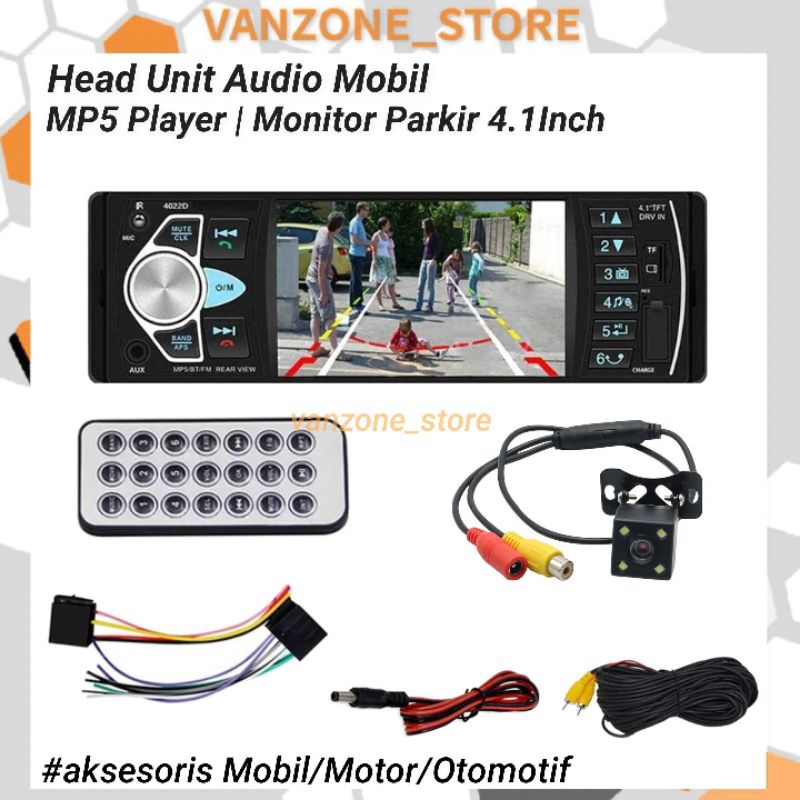 Jual Head Unit Mobil 1 Din Single Din Monitor 4.1 Inch Audio AUX USB ...