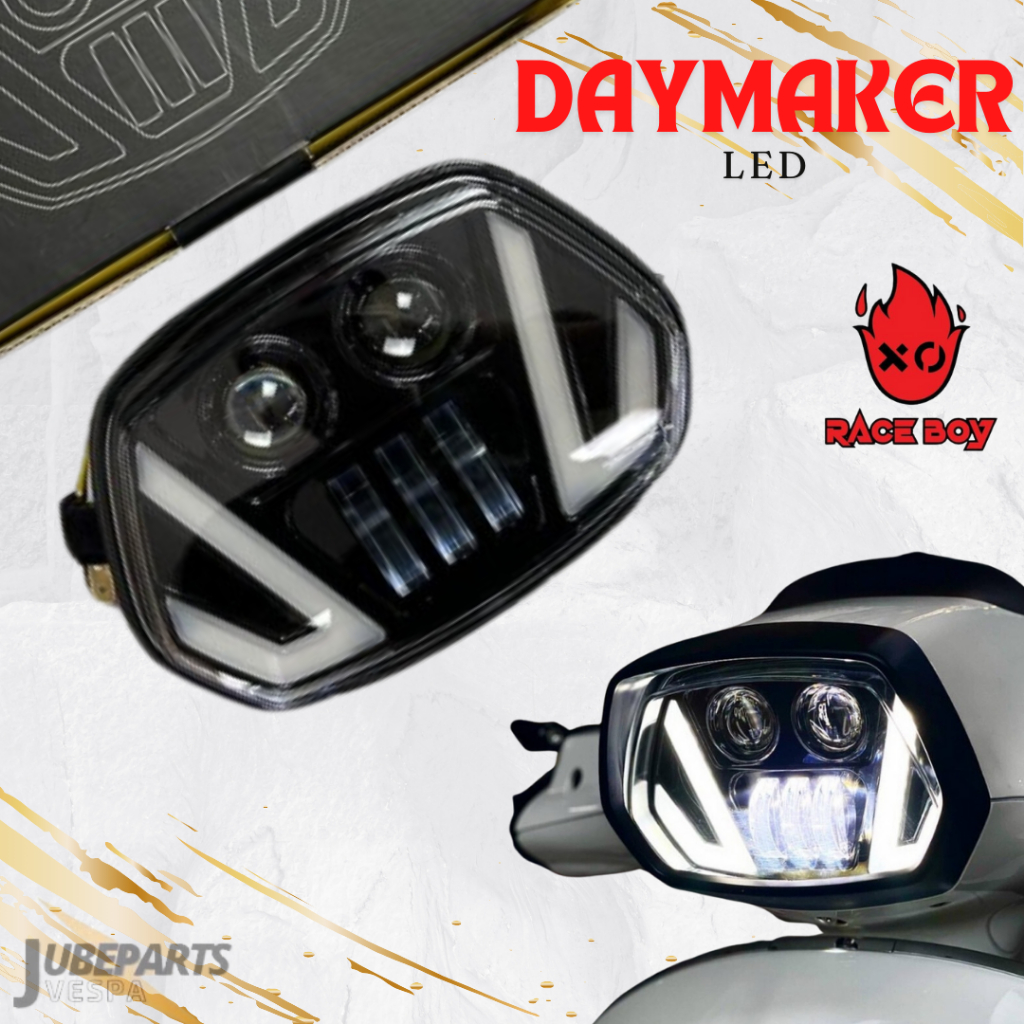 Jual Headlamp daymaker raceboy model HD Corse vespa sprint 3v iget | Shopee Indonesia