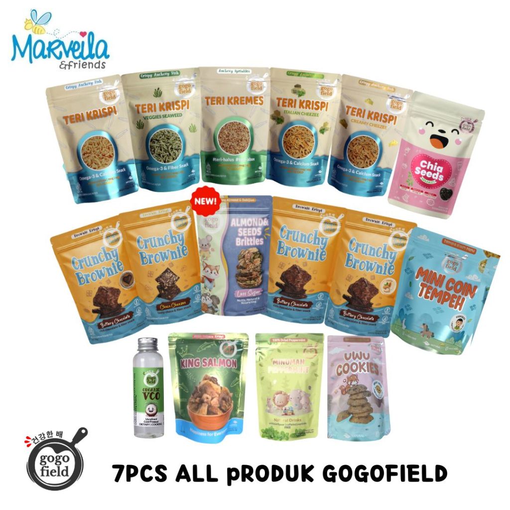 Jual 7PCS Gogofield Snack MIX Varian Teri Krispi / Chrunchy Brownie / Salmon Krispi / Peppermint ...