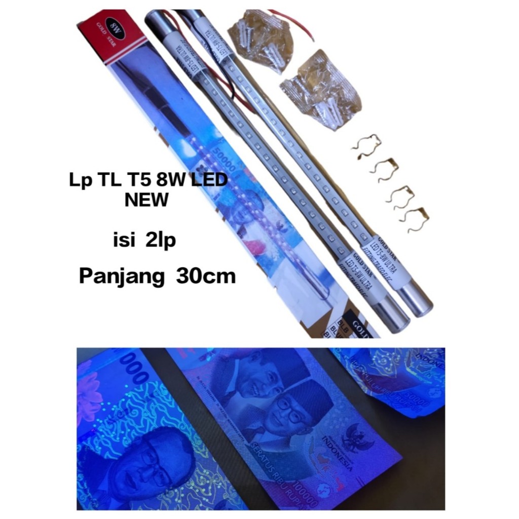 Jual Lampu TL LED T5 8W Ultraviolet BLB Cek Uang 365NM UV Tube / Glow ...