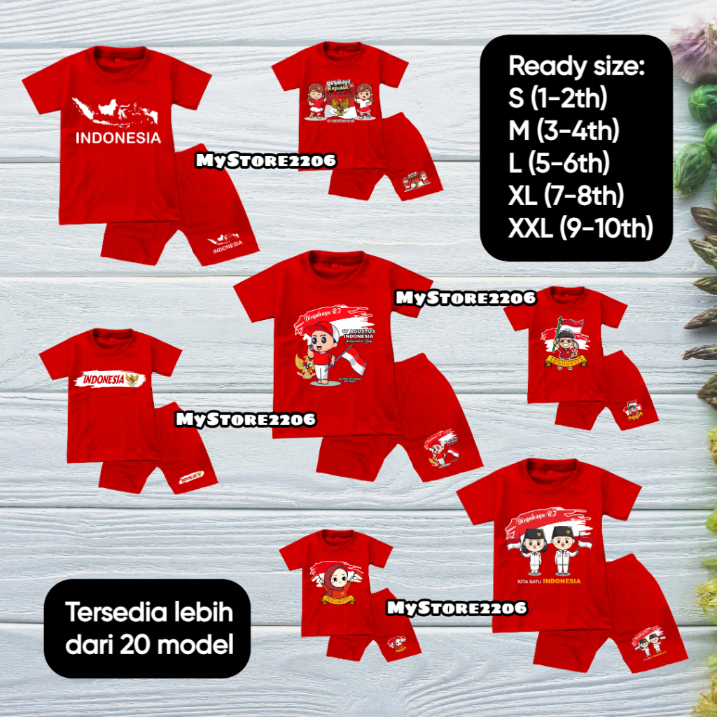 Jual BAJU SETELAN KAOS DISTRO ANAK KEMERDEKAAN GARUDA INDONESIA AGUSTUSAN 17AN HUT RI PREMIUM ...