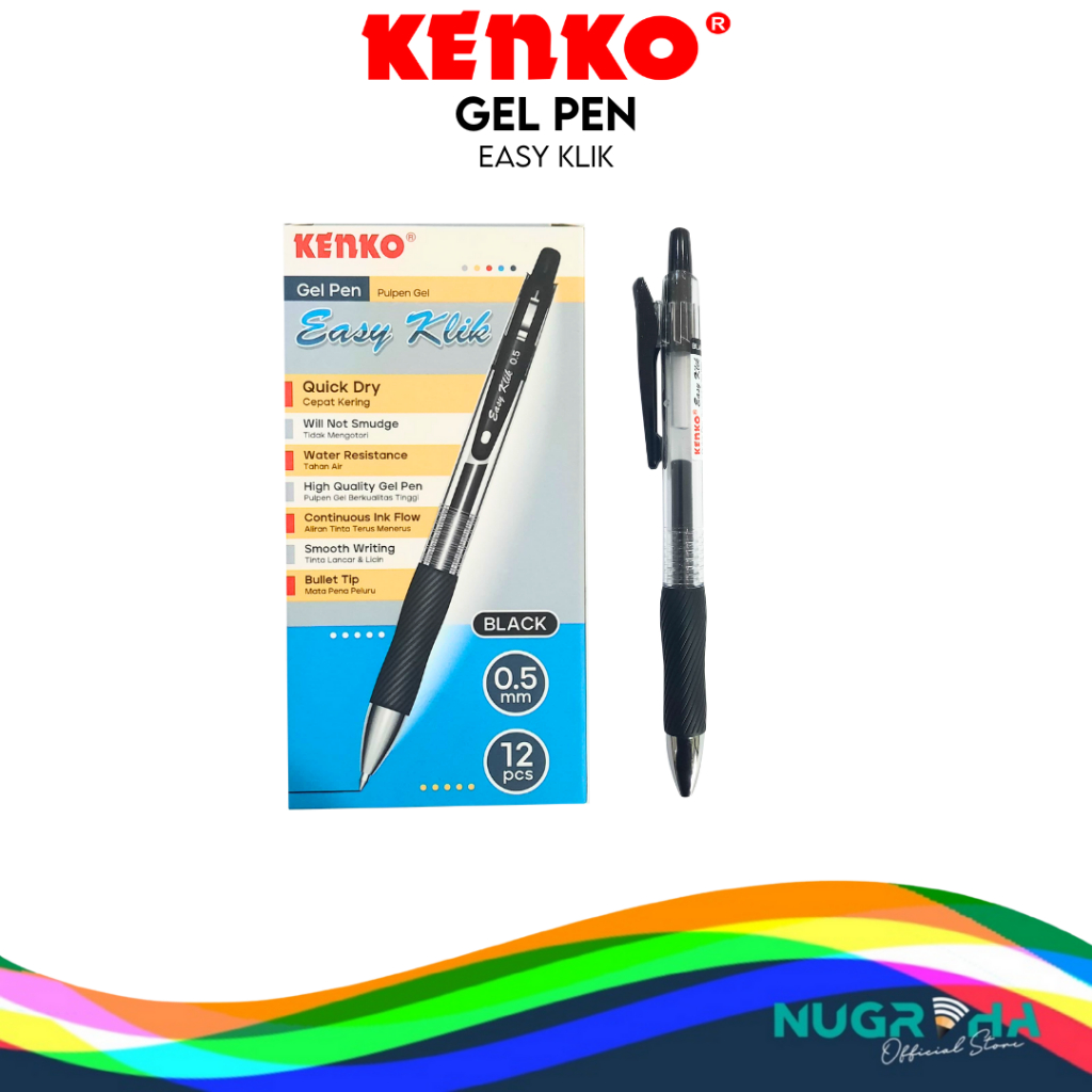 Jual KENKO GEL PEN EASY KLIK Pena / Pulpen HITAM Pulpen Cetek | Shopee ...