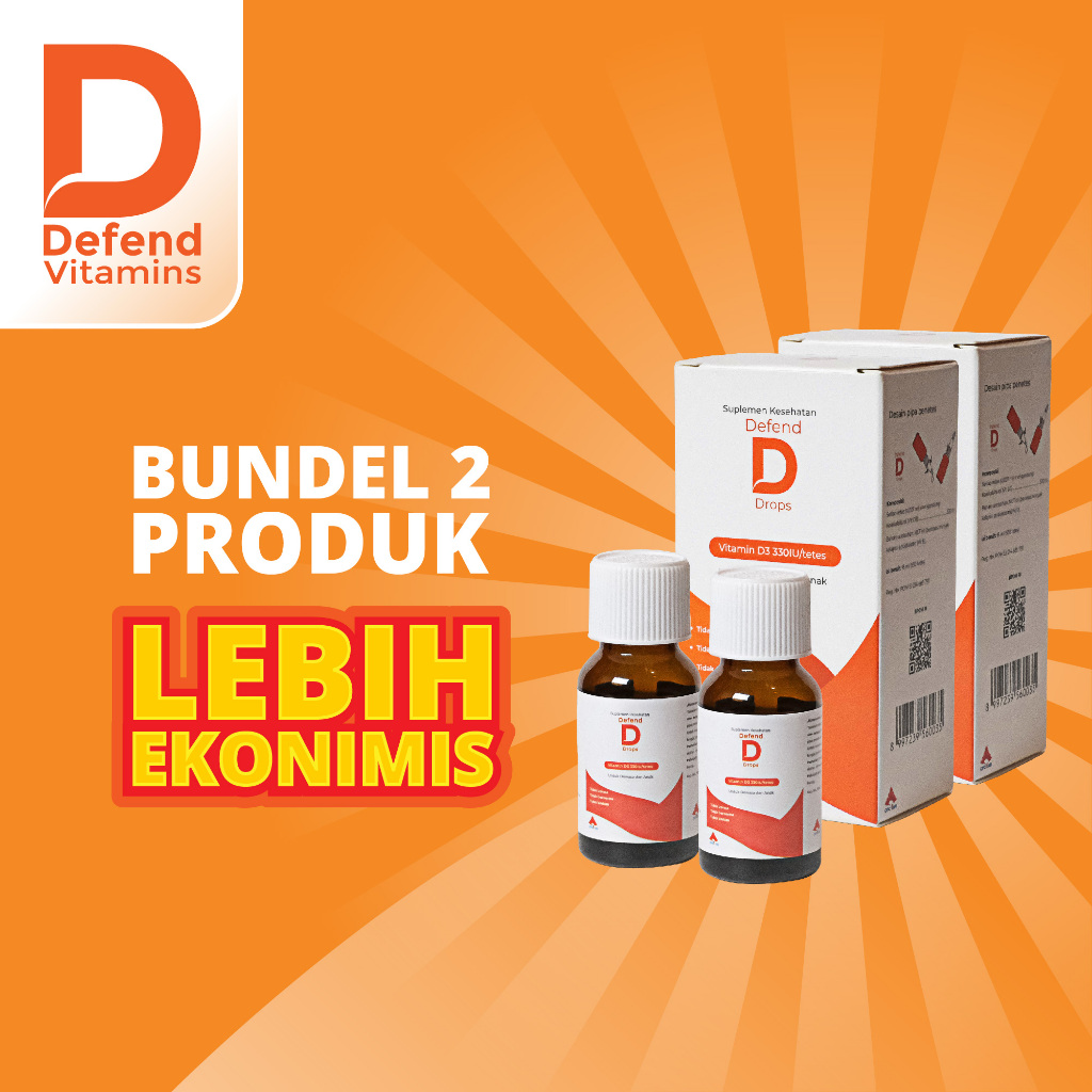 Jual (BUNDEL 2 BOTOL) Defend D Drops vitamin D3 tetes bayi/anak/dewasa ...