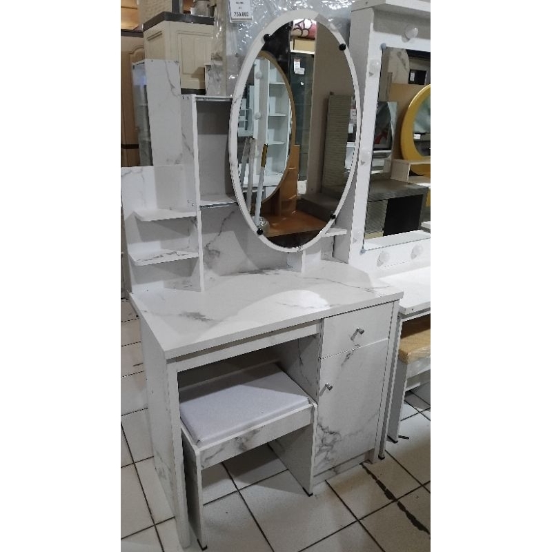 Jual Meja Rias MR 866 Luna Marble Kaca Oval | Shopee Indonesia