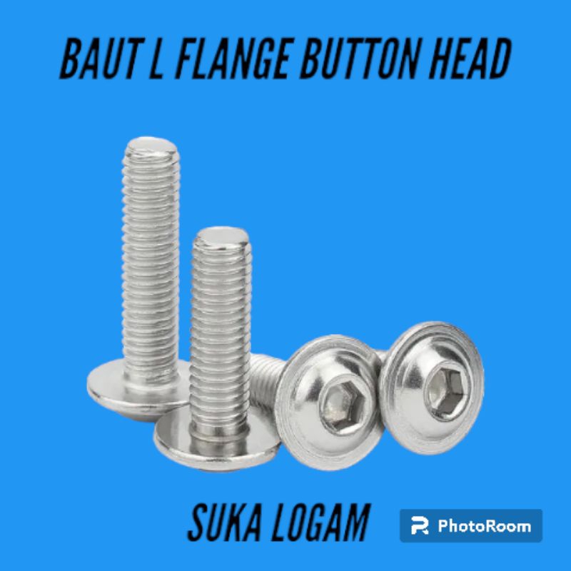 Jual Baut L BUTTON FLANGE M8 x 20 ( Panjang 2cm ) Stainless Steel 304. Drat 12 / Kunci L6 ...