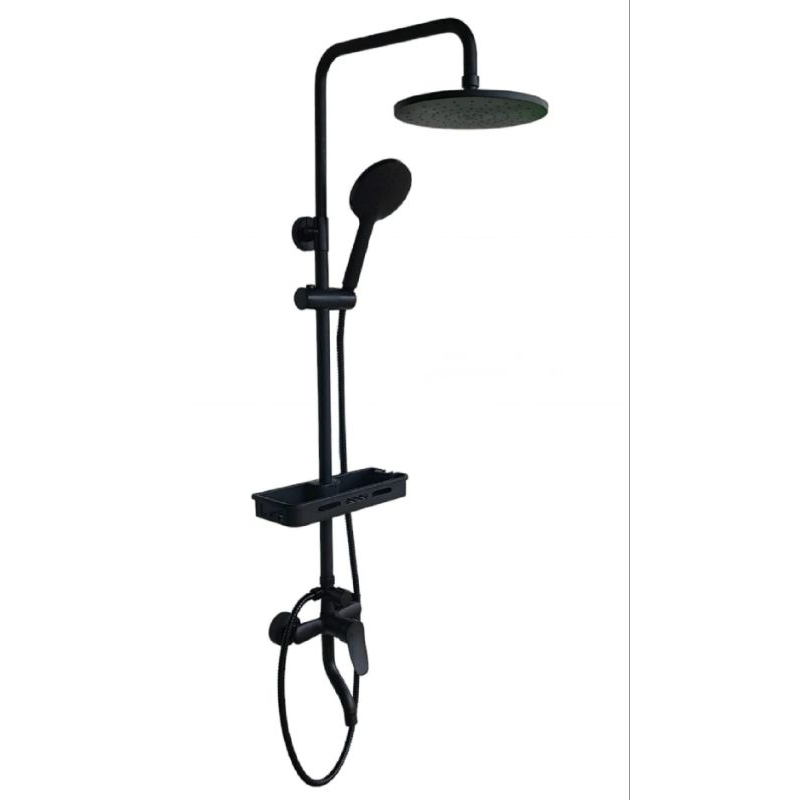 Jual Shower Tiang Model Bulat + Kran Panas Dingin + Tempat Sabun Warna ...